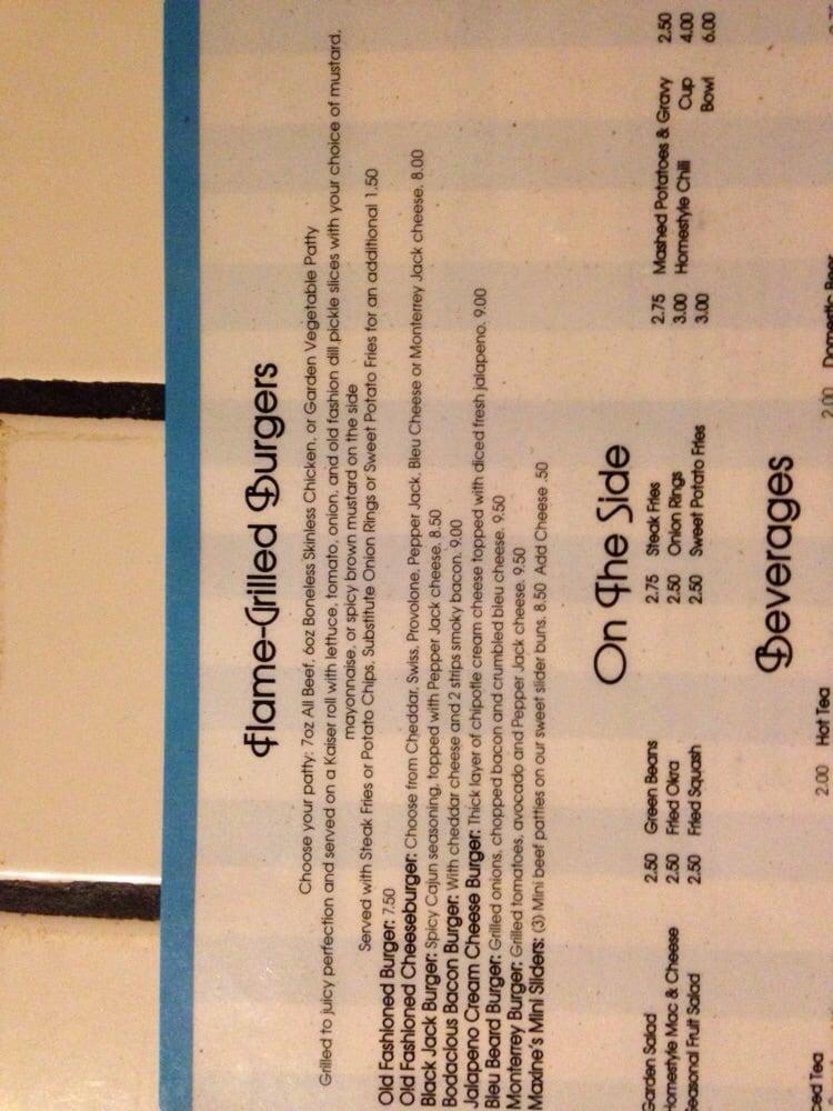 Menu at Maxine's Cafe & Bakery, Bastrop