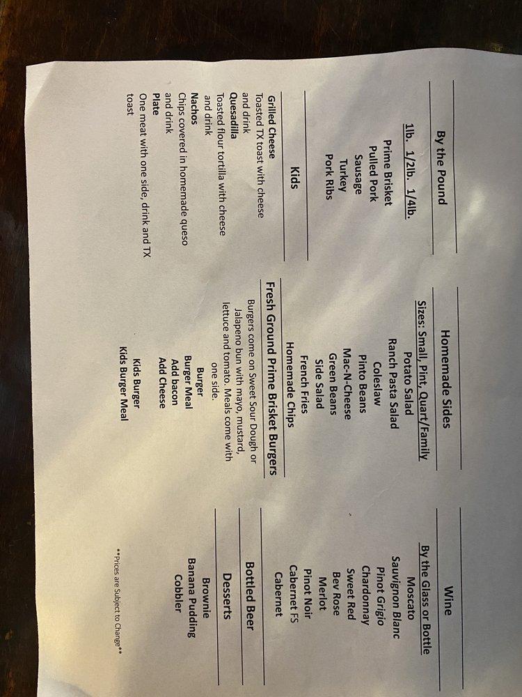 Menu at Rabel’s Roadhaus BBQ, New Berlin
