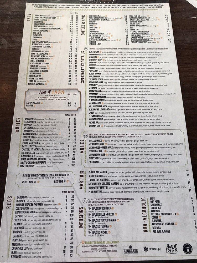 Menu at ViewHouse pub & bar, Centennial, S Clinton St