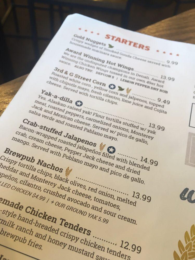 Menu at 49th State Brewing - Anchorage steakhouse, Anchorage
