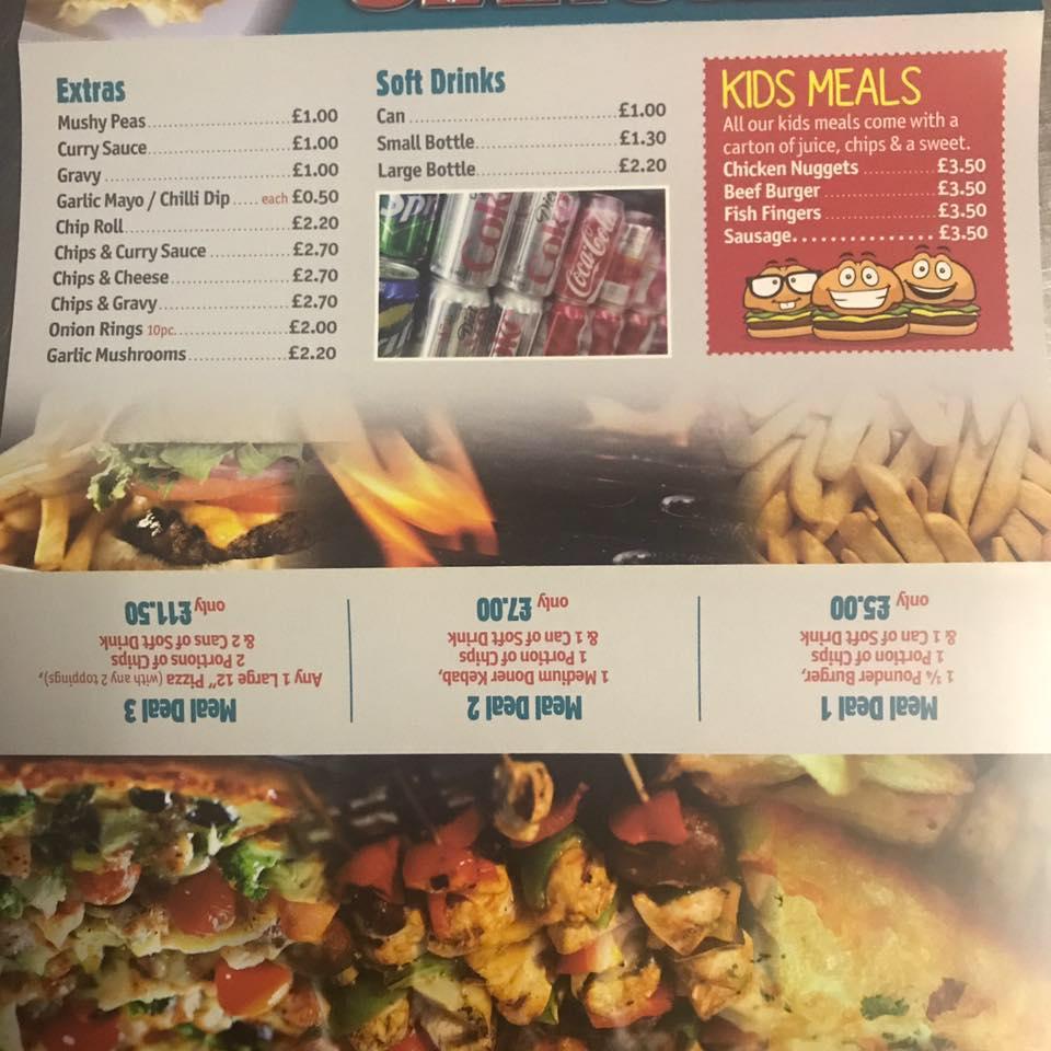 Menu at Anthonys Take Away restaurant, Coldstream