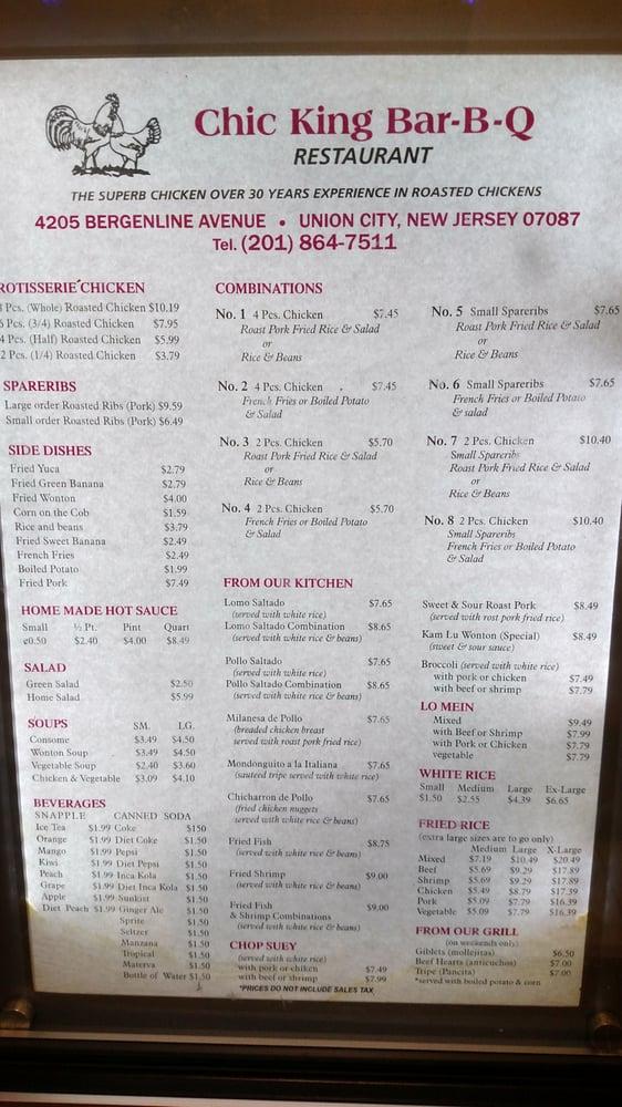 Menu at Chic King BBQ, Union City