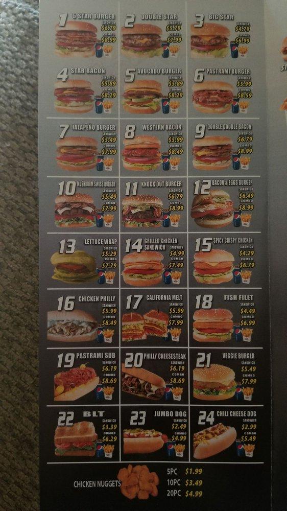 Menu at Five Star Burger Merced fast food, Merced