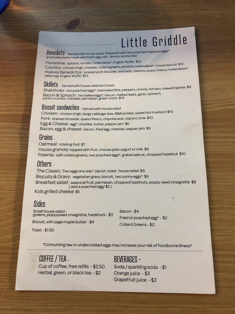 Menu at Little Griddle restaurant, Portland, NE 42nd Ave