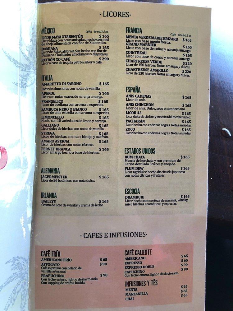 Menu at Mocambo Restaurantes, Cancún, km. 9.5 Playa Caracol