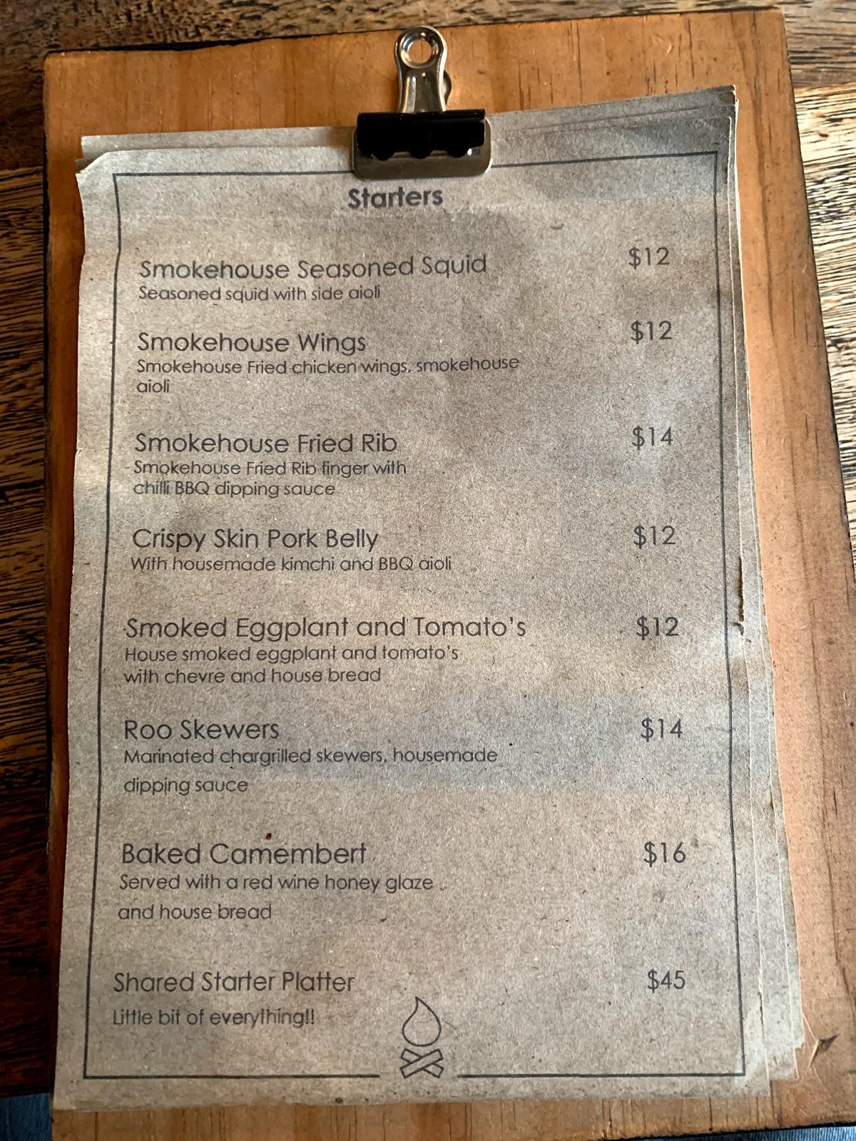 Menu at Smoke House 81 restaurant, Rosedale