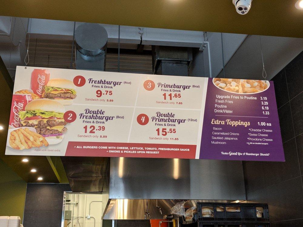 Menu at Fresh Burger restaurant, Vaughan