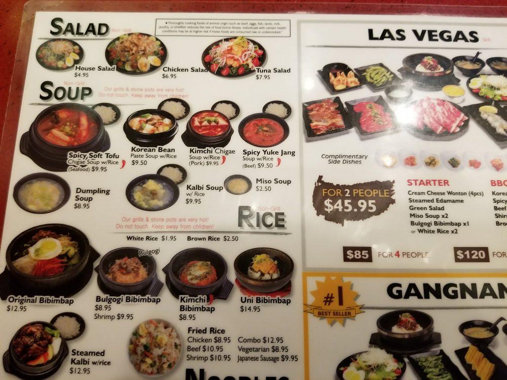 Menu at Gangnam Asian BBQ Dining, Las Vegas