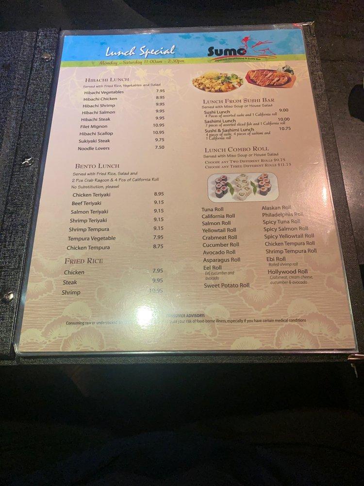 Menu at Sumo Japanese Steakhouse & Sushi Bar, Russellville