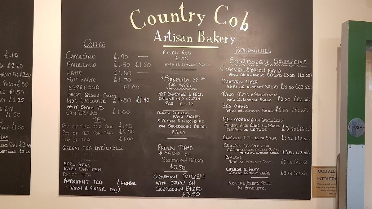 Menu at The Country Cob Artisan Bakery, Littlehampton