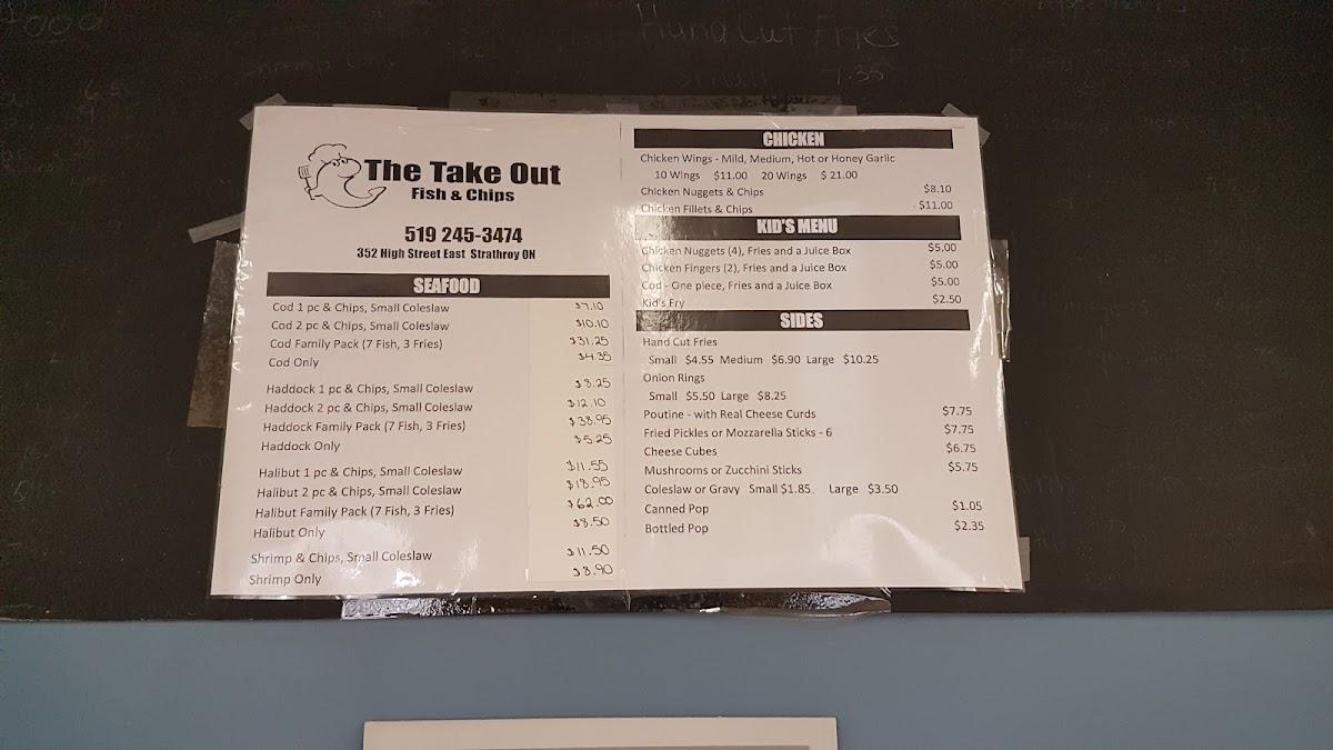Menu at The Take Out Fish & Chips Strathroy restaurant, Strathroy