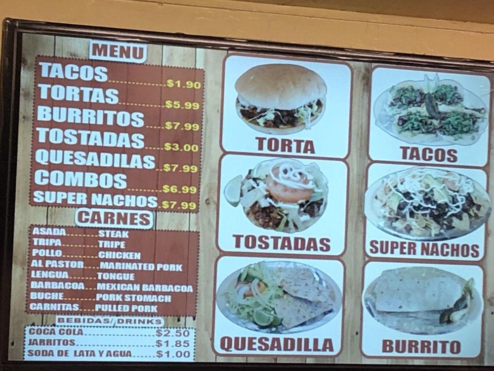 Menu at Alondra's Tacos restaurant, Wichita