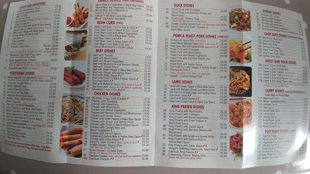 Menu at Beijing Paradise fast food, Devizes