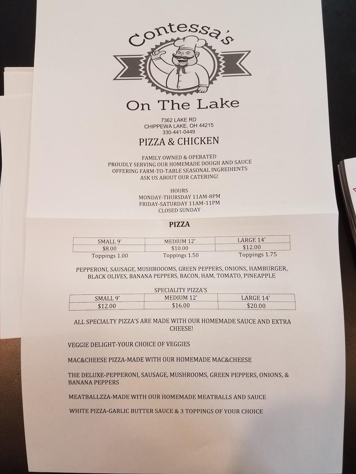 Menu at Contessa's On The Lake pizzeria, Chippewa Lake