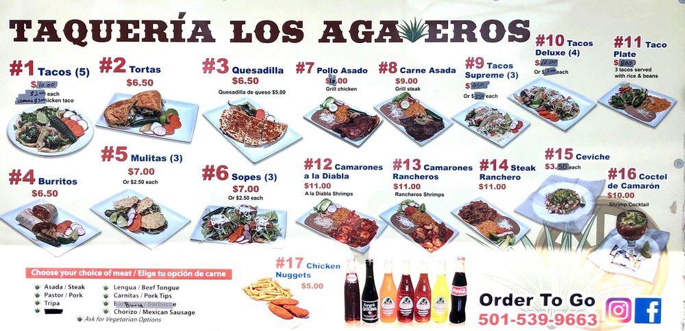 Menu at Taqueria los agaveros 5 restaurant, Little Rock