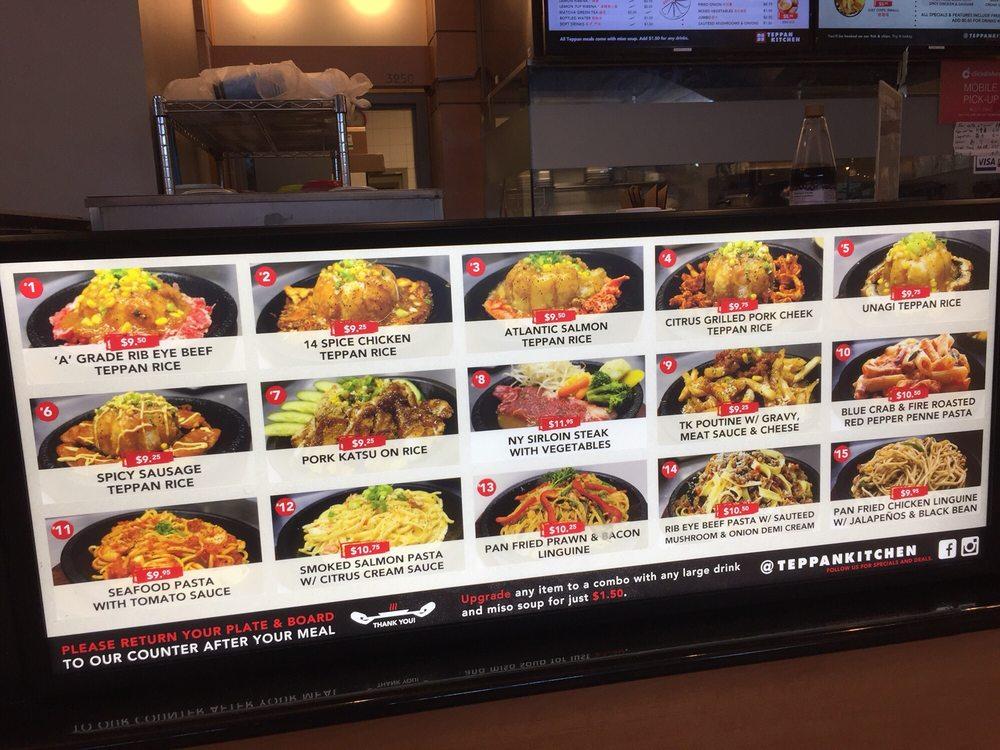 Menu at Teppan Kitchen fast food, Vancouver, Harbour Centre
