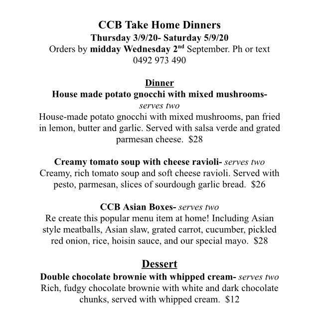 Menu at Cafe Corryong Brew, Corryong