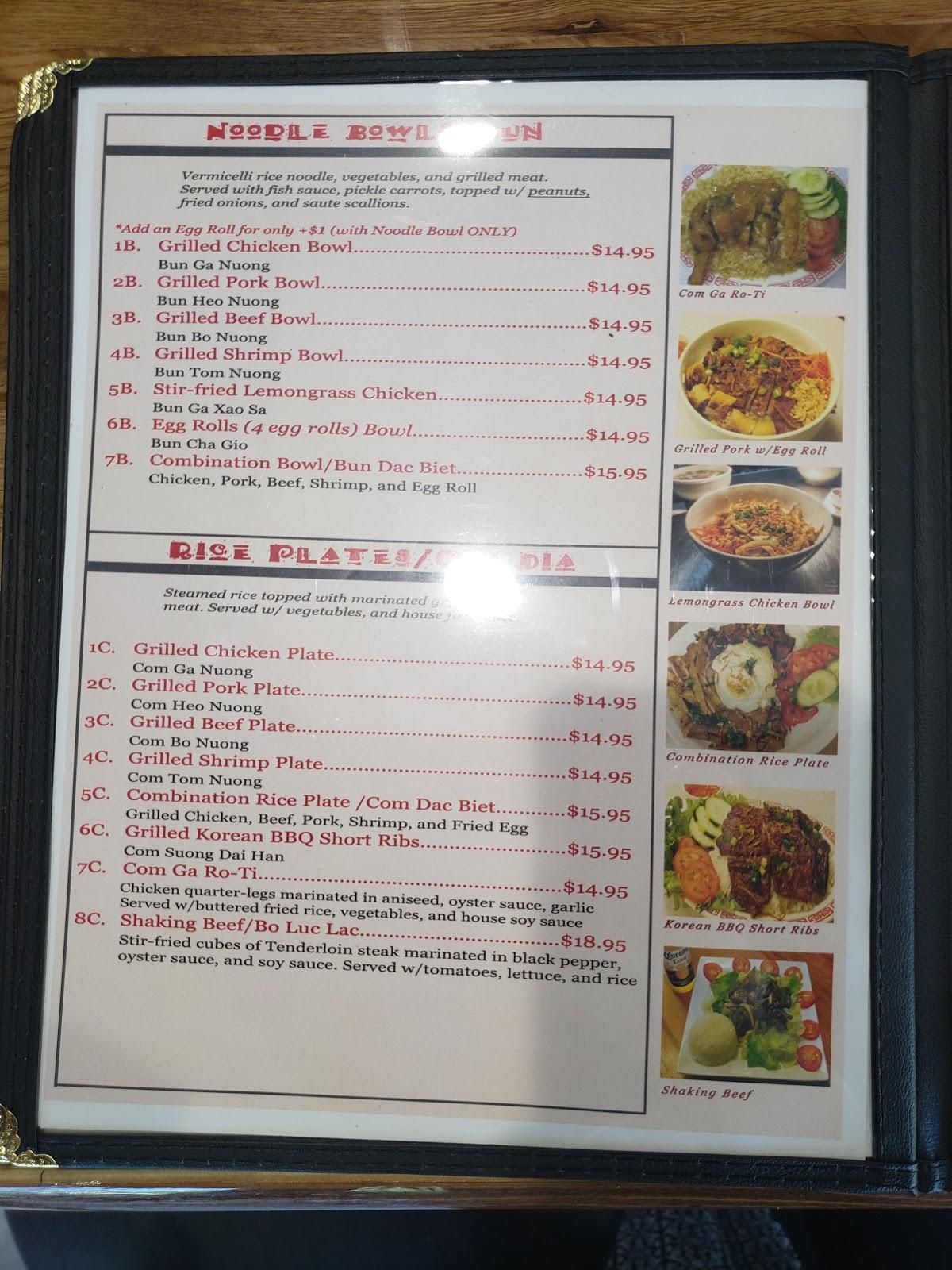 Menu at Phở Bay Avon restaurant, Avon