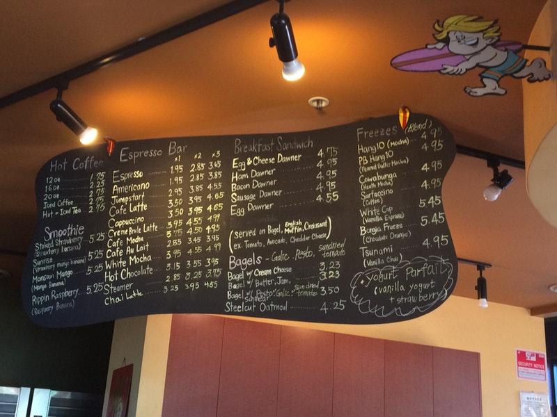 Menu at Surf City Coffee cafe, Scotts Valley