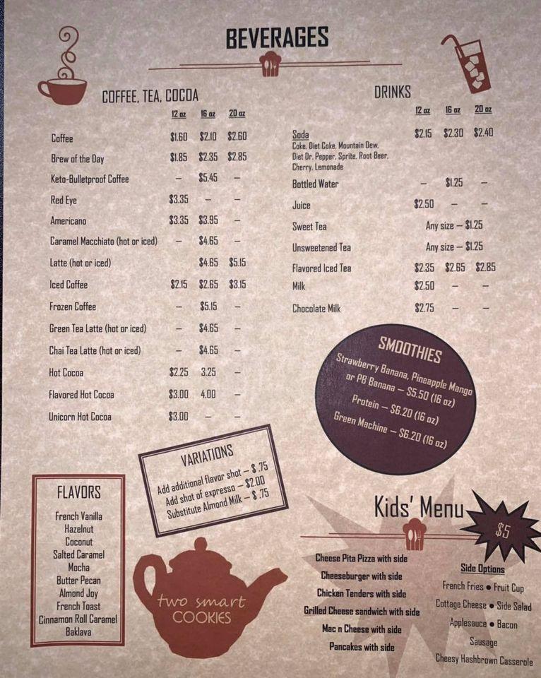Menu at Two Smart Cookies desserts, Calcutta, Bell School Rd
