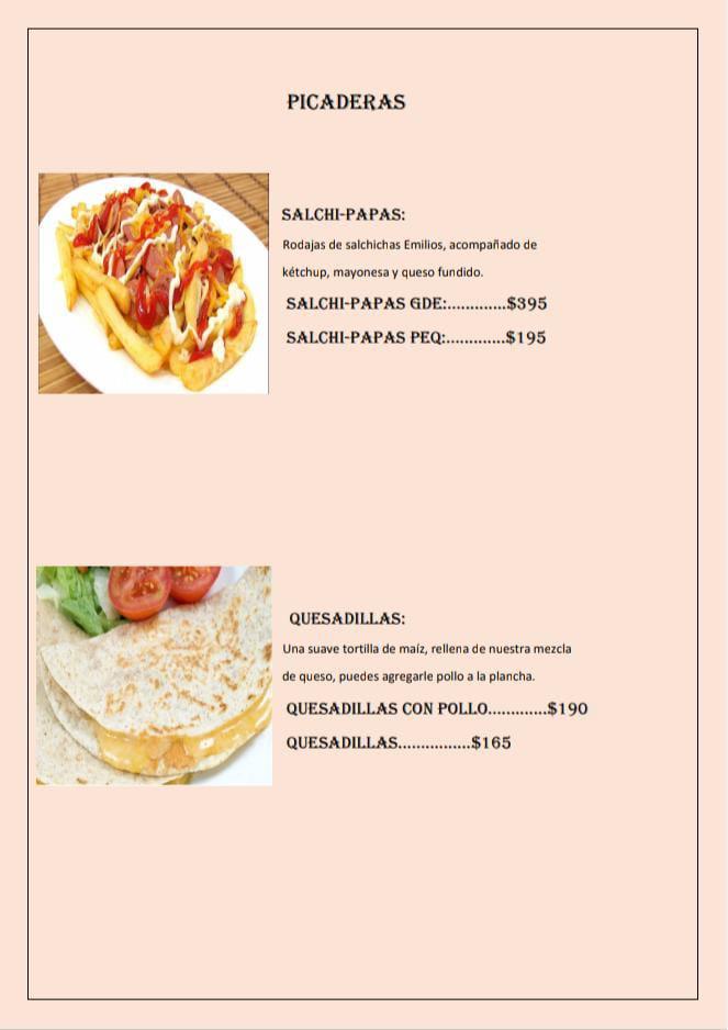 Menu at Banca la primera, Santo Domingo