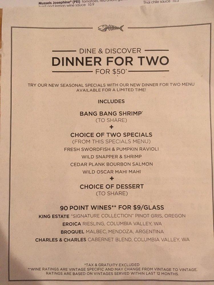 Menu at Bonefish Grill restaurant, Paramus