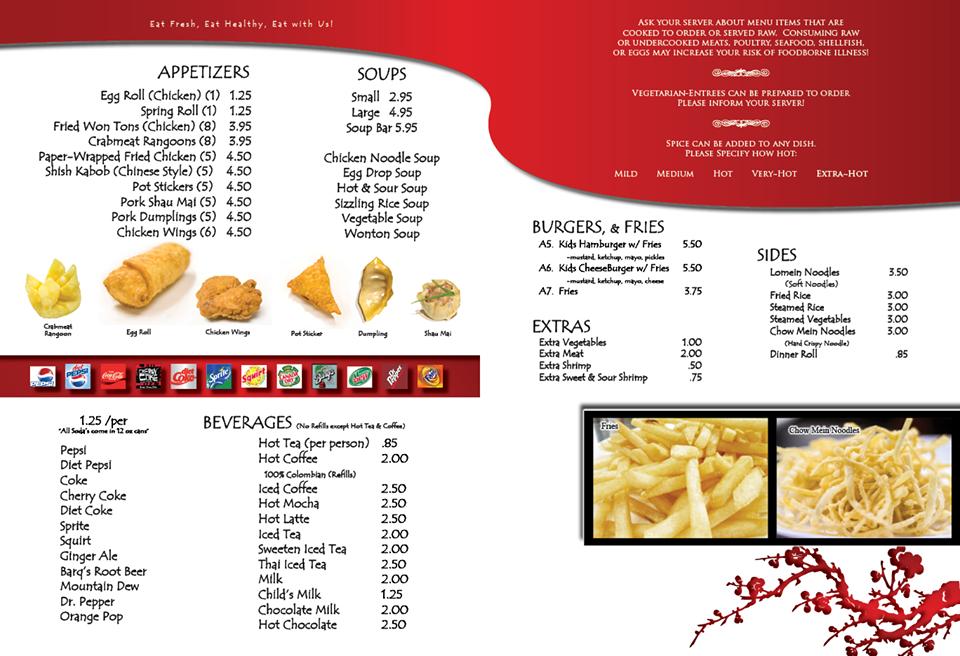 Menu at Chee Peng fast food, Gladwin