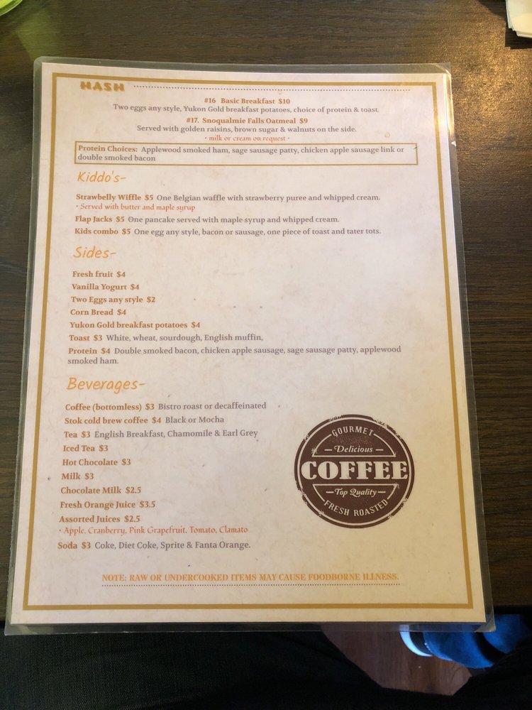 Menu at Hash Olympia restaurant, Olympia