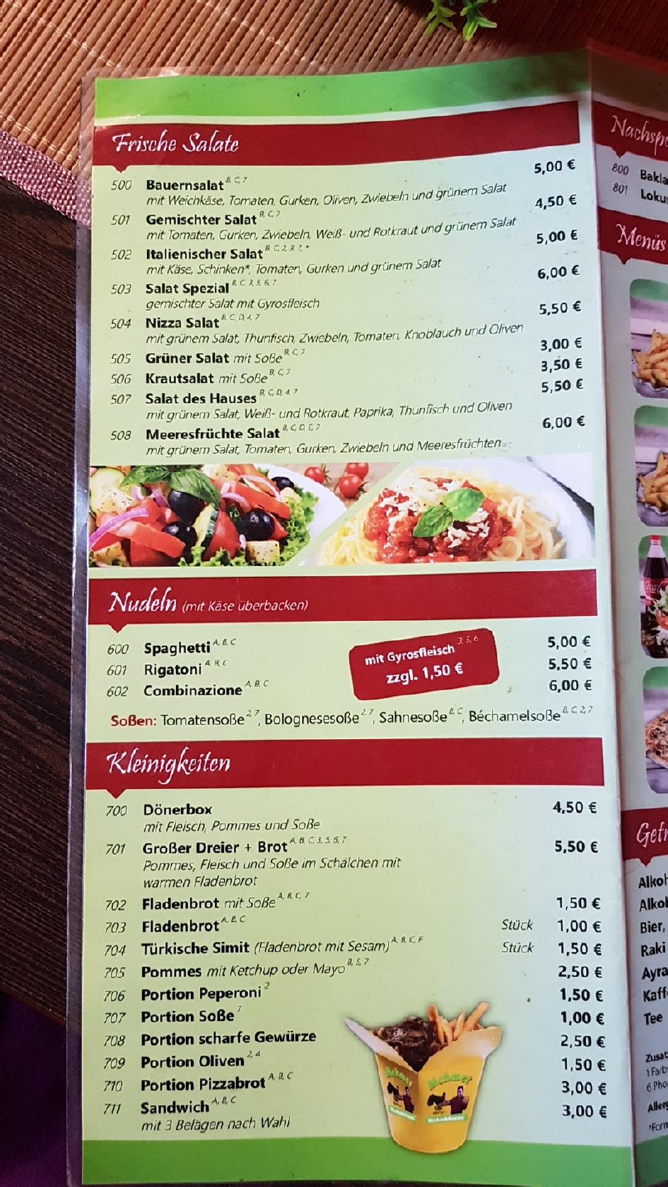 Speisekarte von Mehmet Kebabhaus restaurant, Merchweiler