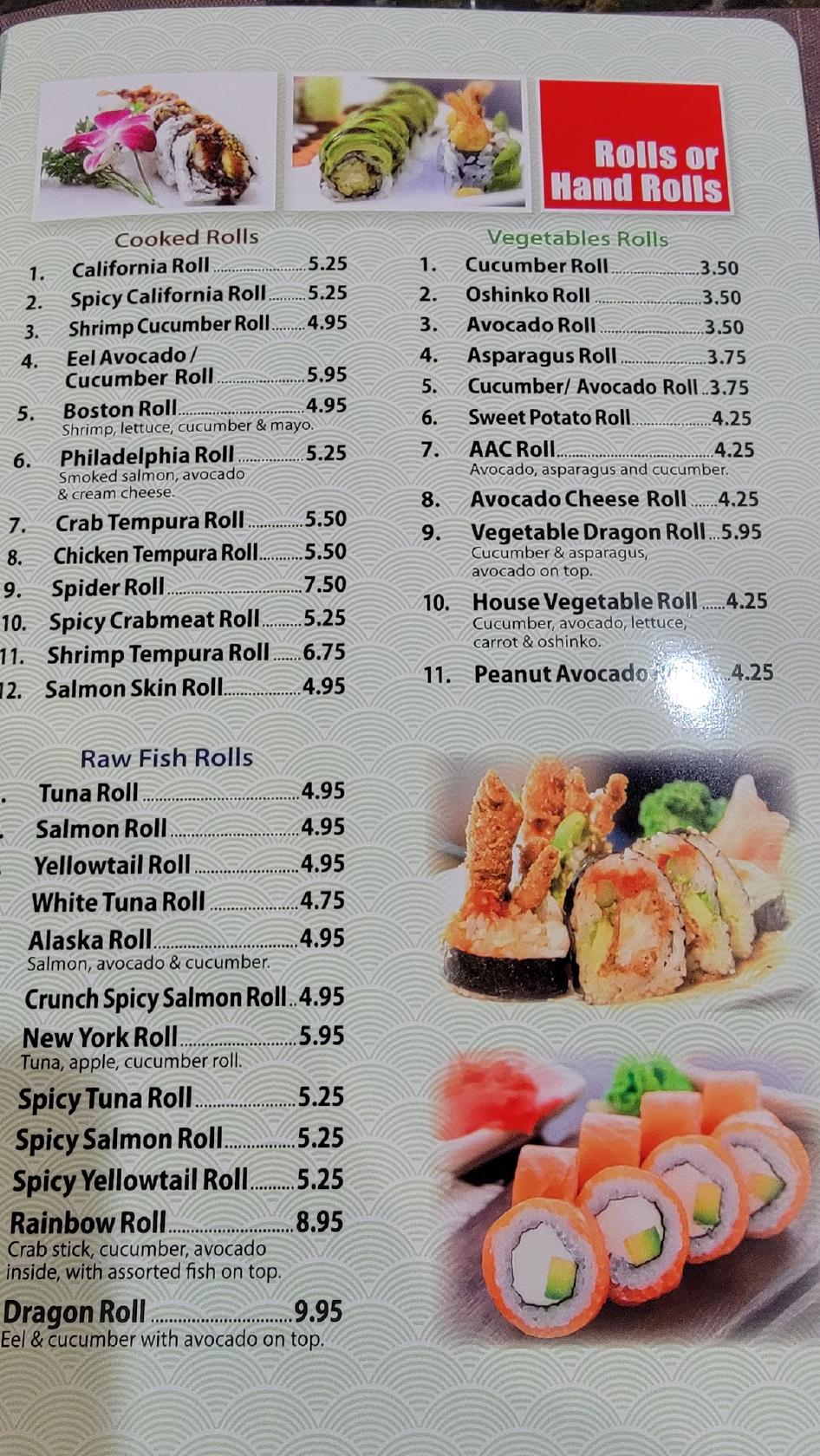 Menu at Osaka restaurant, Helena