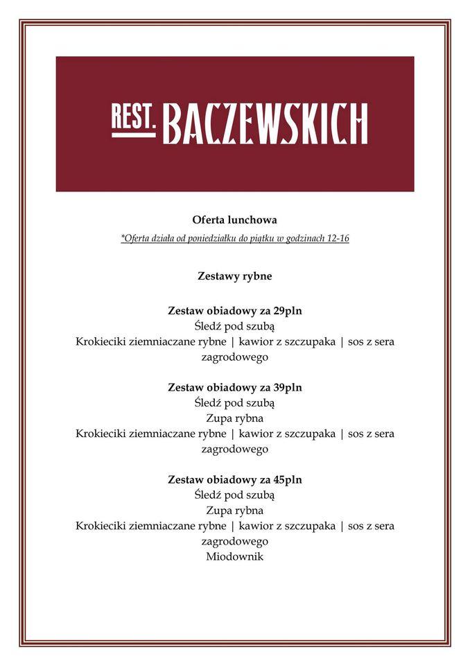 Menu at Rest. Baczewskich restaurant, Warsaw