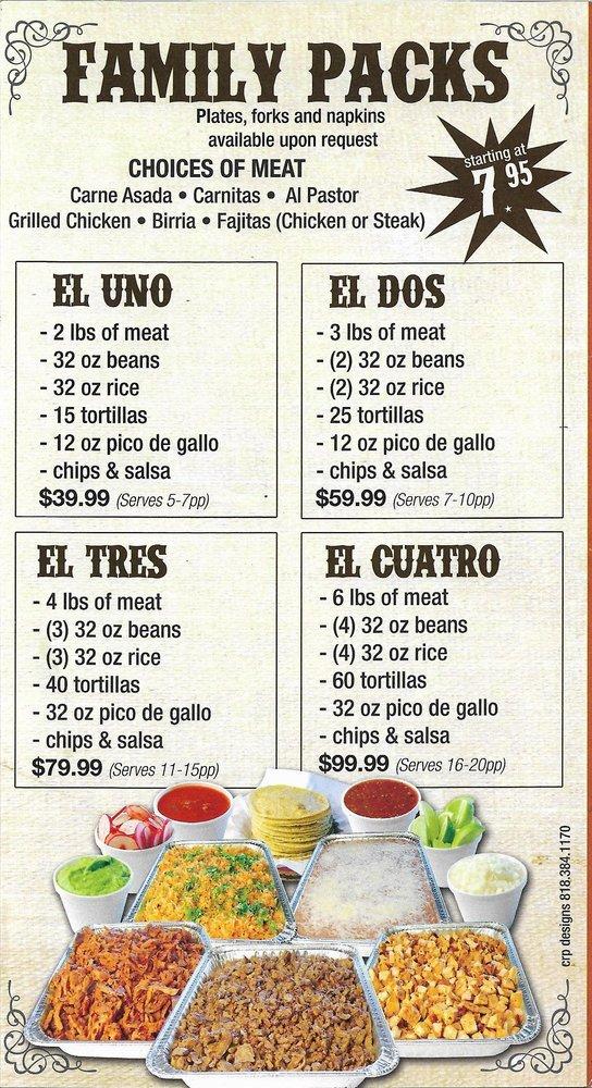 Menu at Señor Tacos restaurant, Norco, 313 Sixth St A