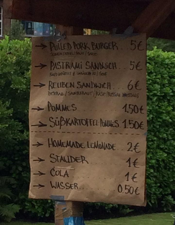 Menu at Snack Yard, Essen