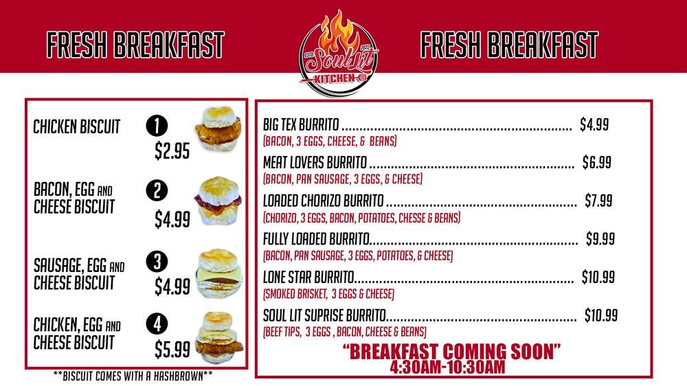 Menu at Soul Lit Kitchen restaurant, Texas City