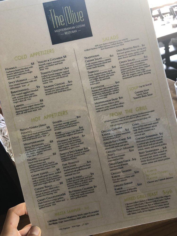 Menu at The Olive RestoBar, Downey