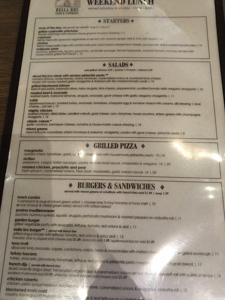Menu at Bella Bru Cafe, Sacramento, Natomas Blvd Suite 100