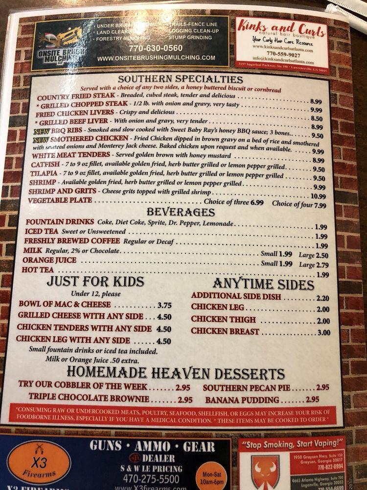 Menu at Corner Stop Cafe, Lawrenceville