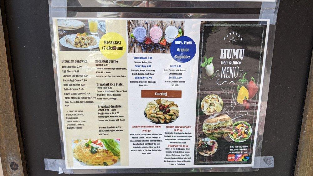 Menu at HUMU DELI & JUICE pub & bar, Honolulu