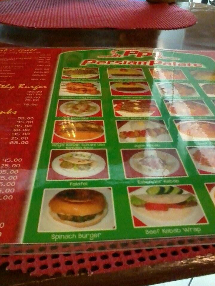 Menu at Persian Palate restaurant, Cebu City