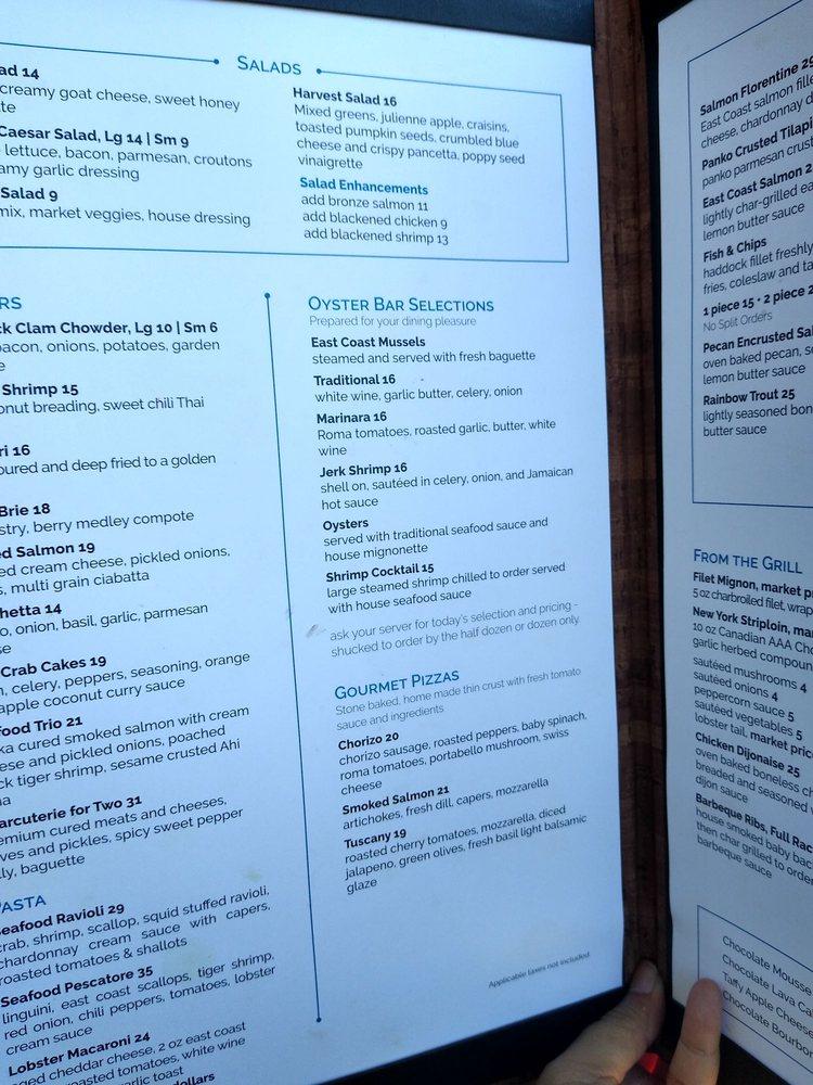 Menu at Snug Harbour Seafood Bar and Grill, Mississauga