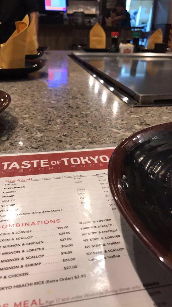 Menu at Taste of Tokyo restaurant, River Ridge