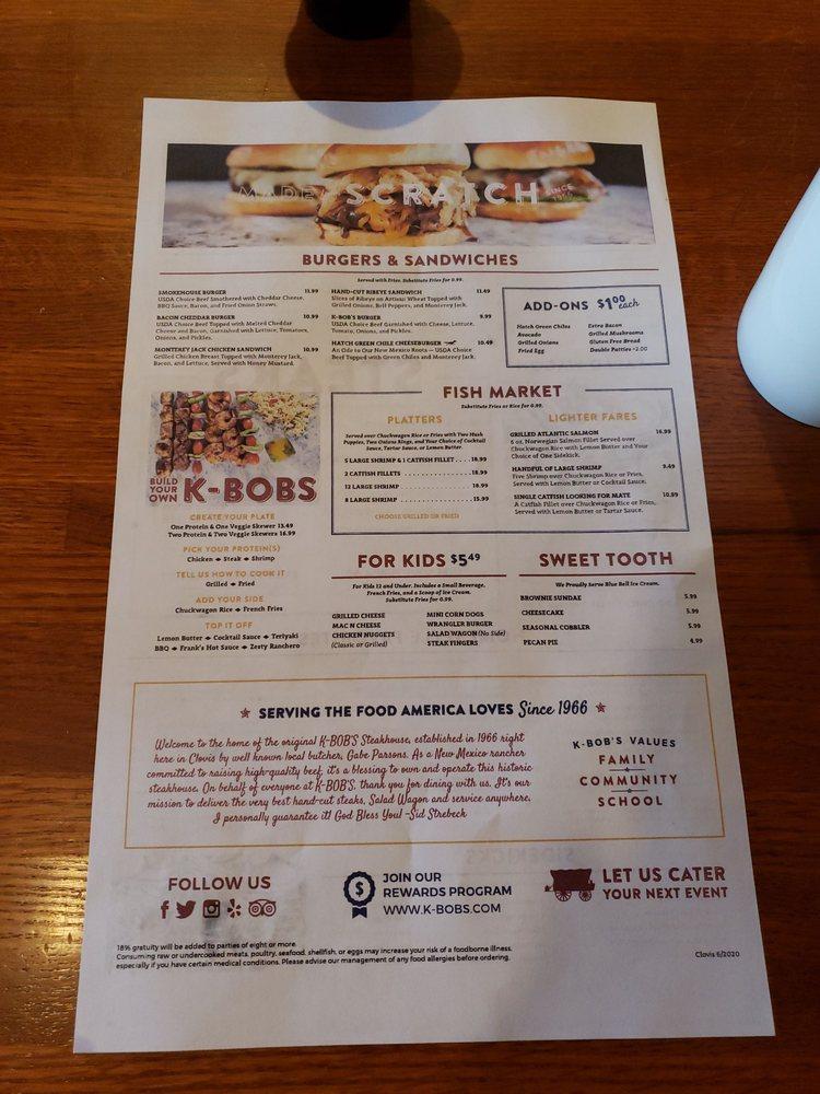 Menu at K-BOB'S Steakhouse Clovis, Clovis