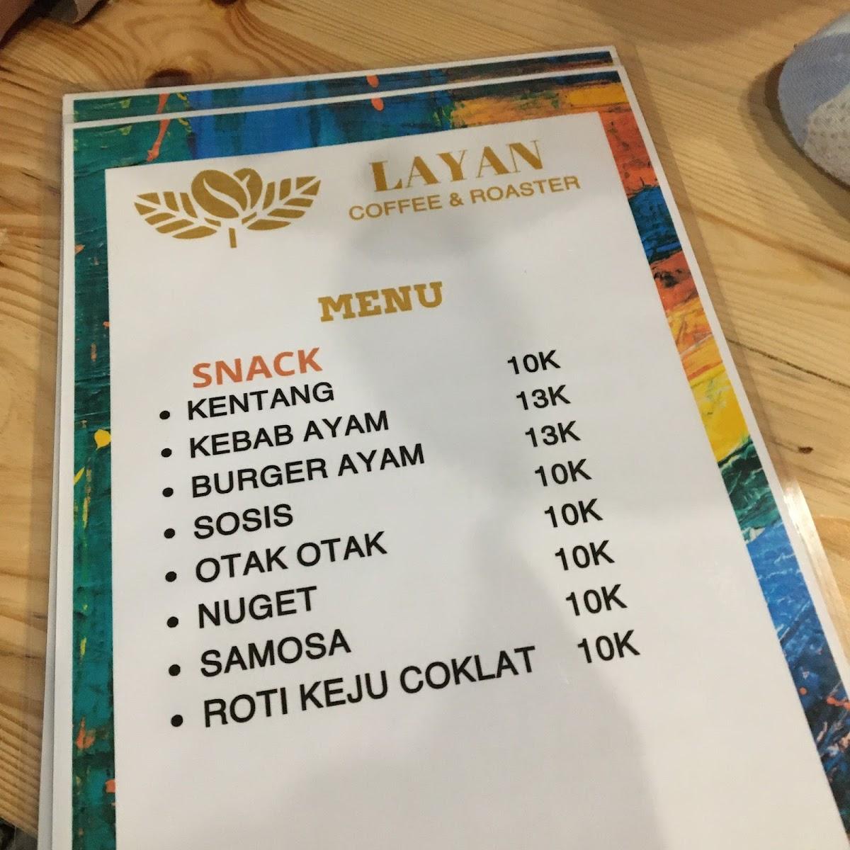 Menu at LAYAN CAFE, Purwakarta