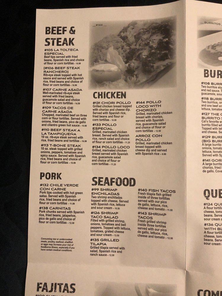 Menu at LA TOLTECA MEXICAN RESTAURANT., Crofton