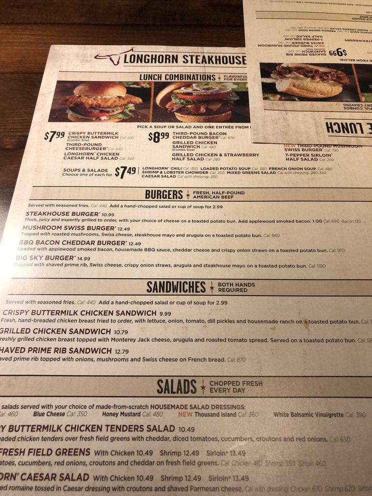 Menu at LongHorn Steakhouse, Bailey's Crossroads