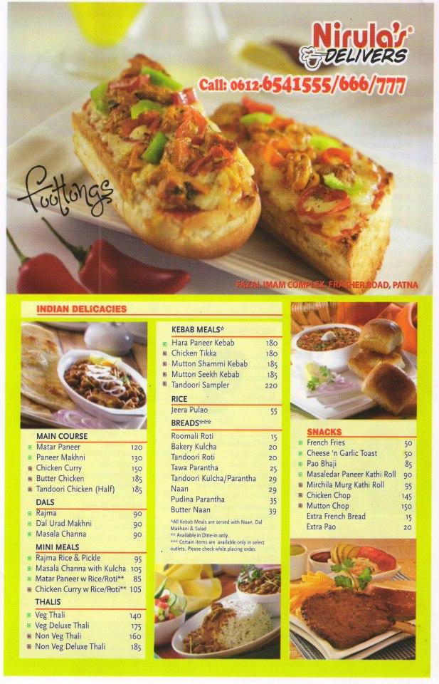 Menu at Nirulas, Patna, J46Q+VG4