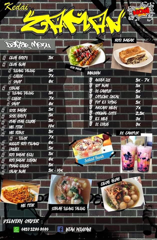 Menu at kedai ZAMAN NOW cafe, Banjarsari