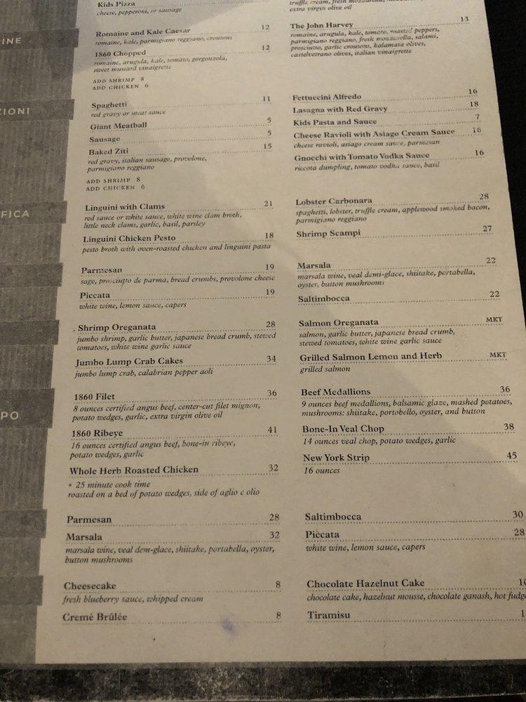Menu at 1860 Italia pizzeria, College Station