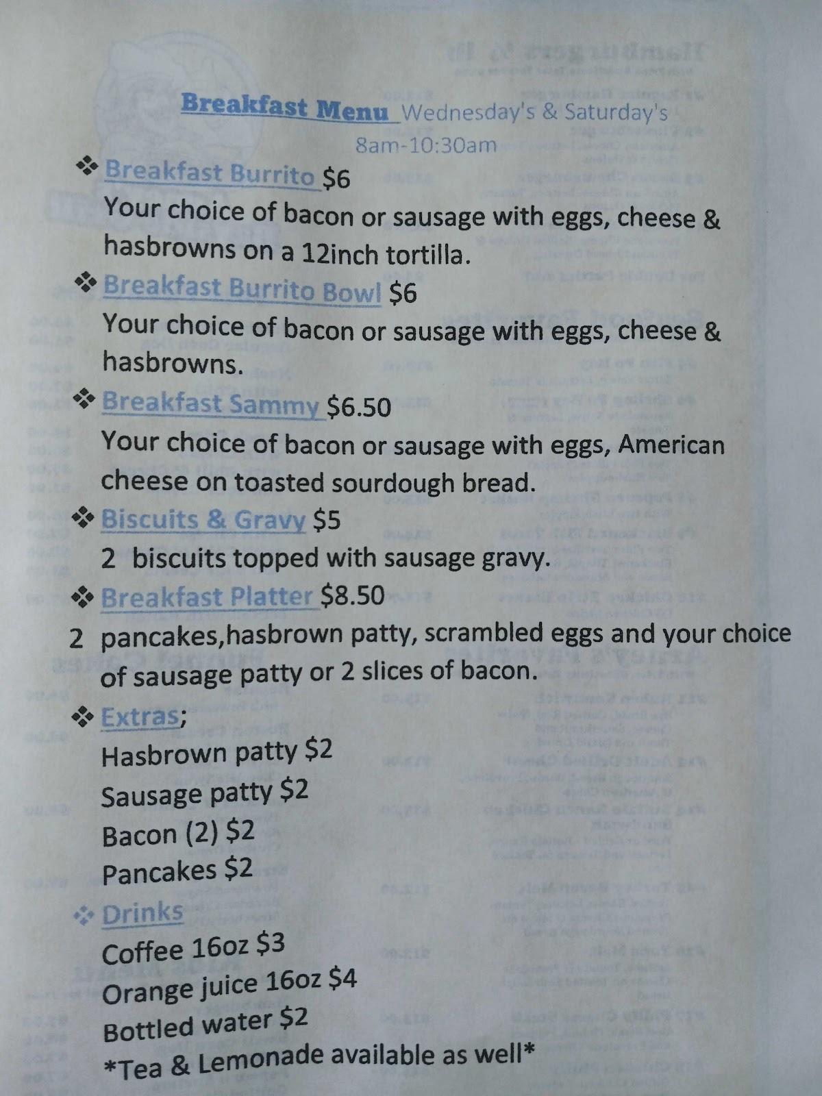 Menu at Arney’s Bayside Grill restaurant, Galveston