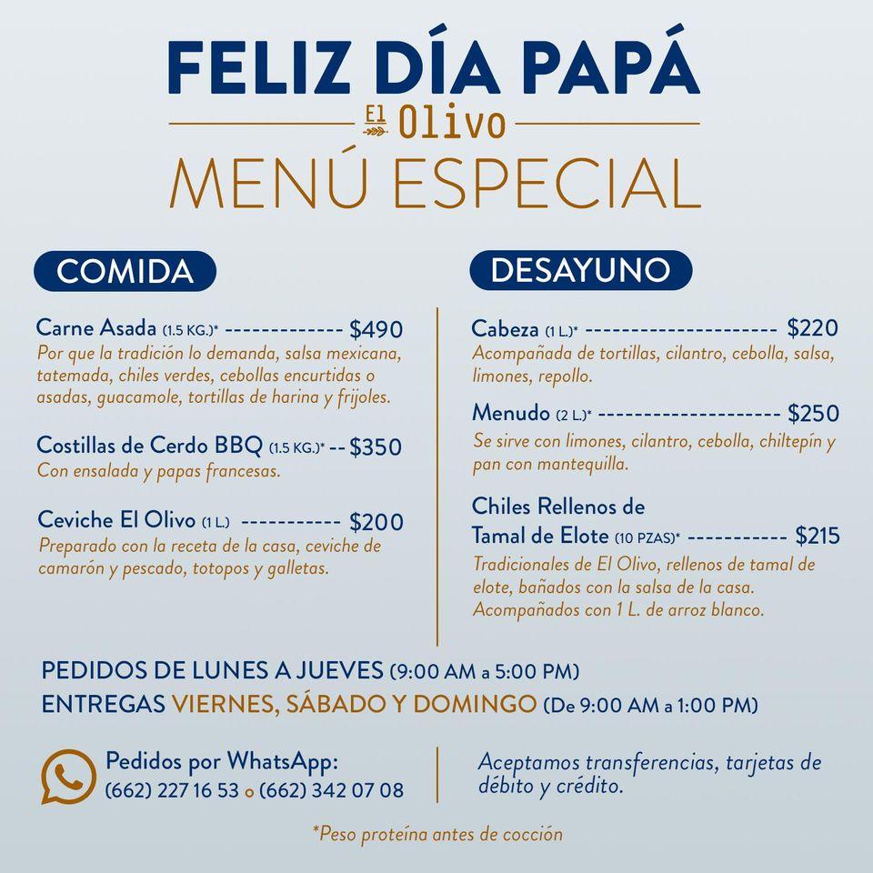Menu at El Olivo Restaurante, Hermosillo